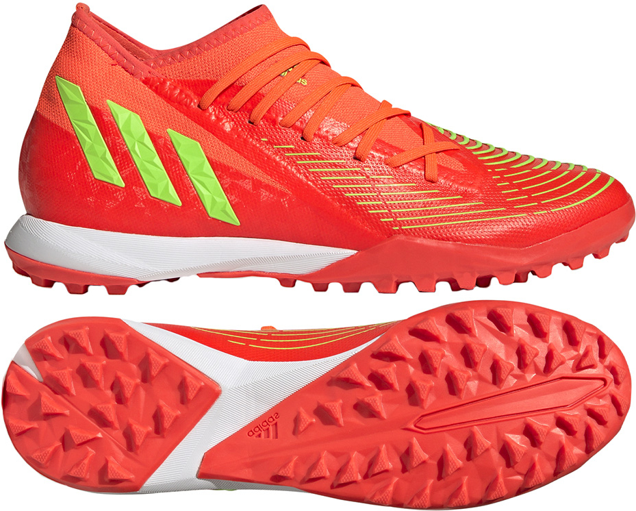 Czerwono-pomarańczowe buty piłkarskie turfy Adidas Predator Edge.3 TF ...