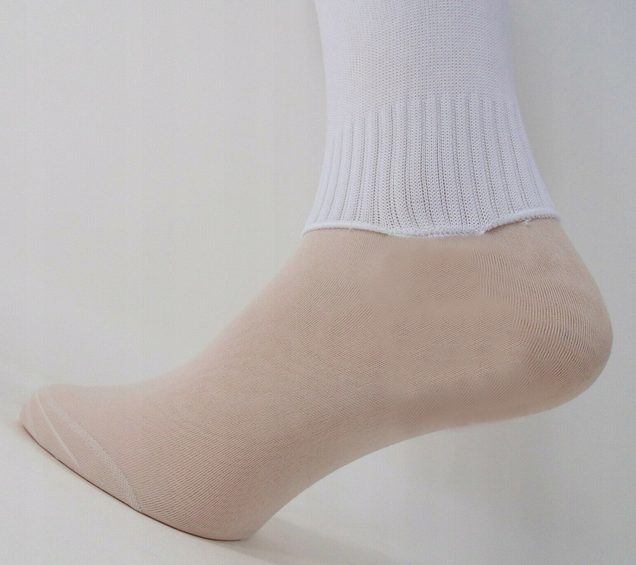 Białe getry skarpety piłkarskie bez stopy Iskierka | Fulsport.pl